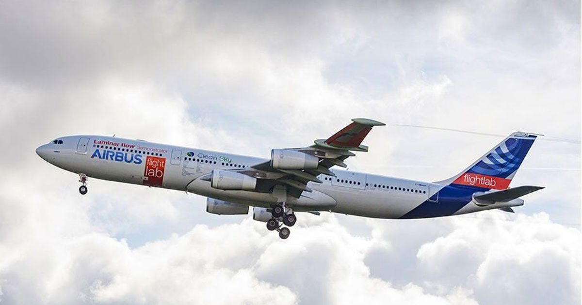 Airbus’s A340 “flight lab” took to the air with the starboard laminar ...