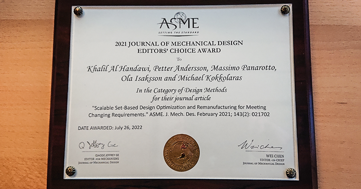 Additive manufacturing research paper receives journal of mechanical ...